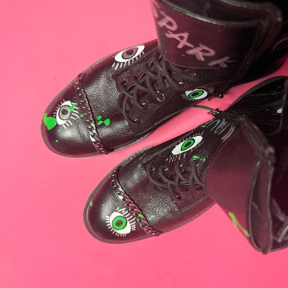 SPARK + REBEL | Shoes | Unique Handpainted Evil Eye Black Leather ...